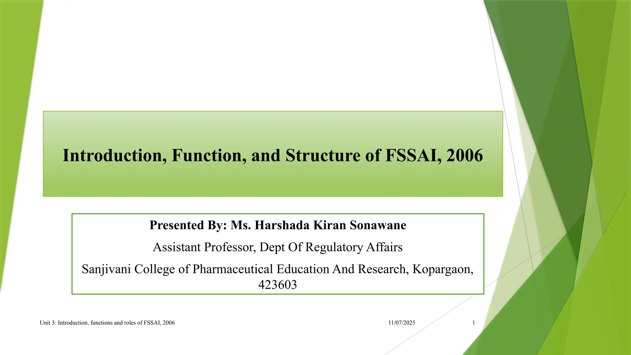 Introduction, function, and structure of FSSAI, 2006.pptx