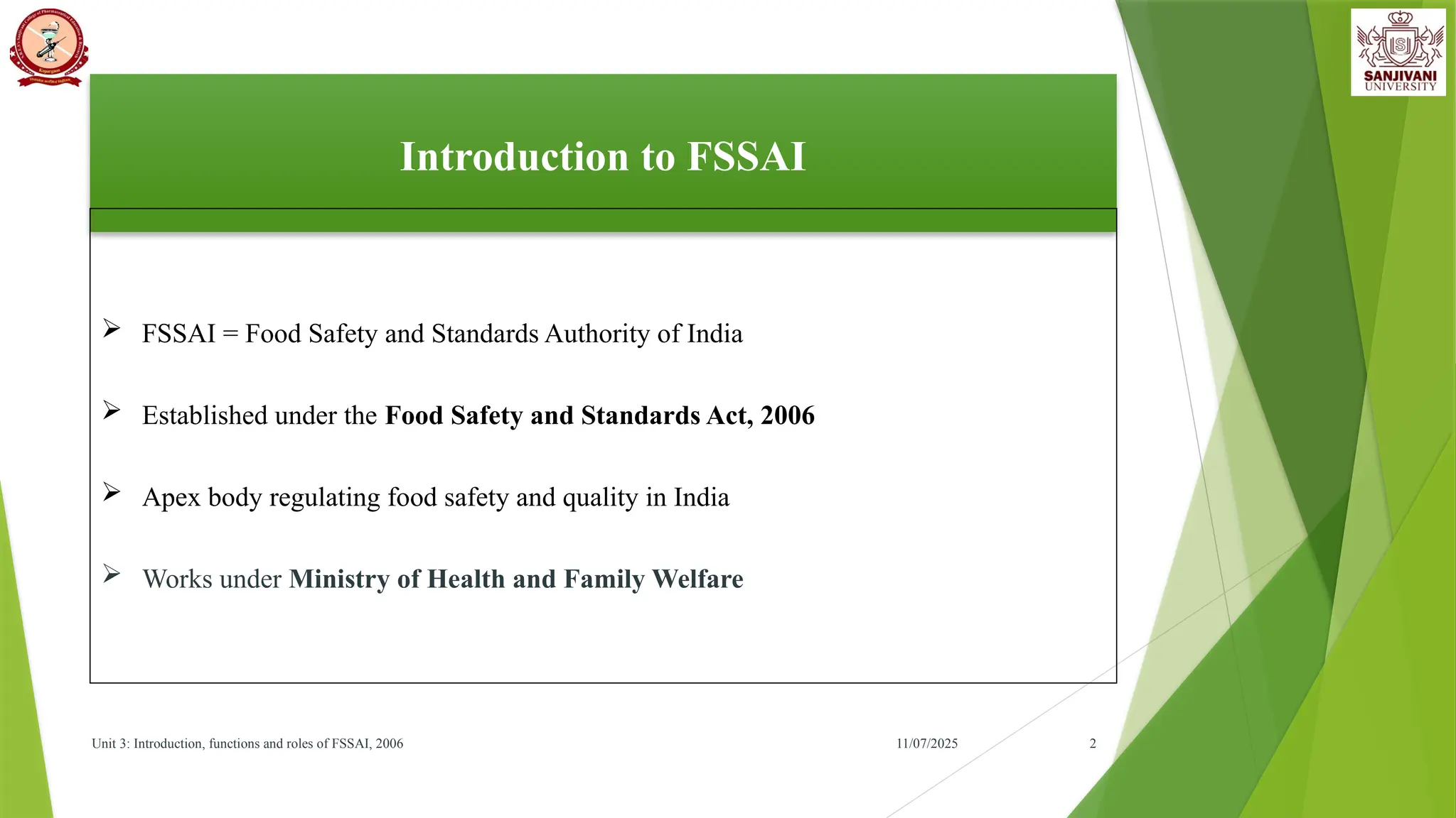 Introduction, function, and structure of FSSAI, 2006.pptx