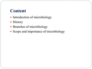 Introduction, history and scope of microbiology | PPTX