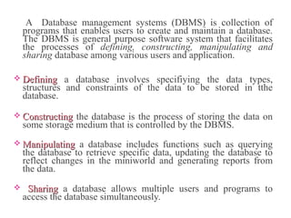Introduction & history of dbms | PPT