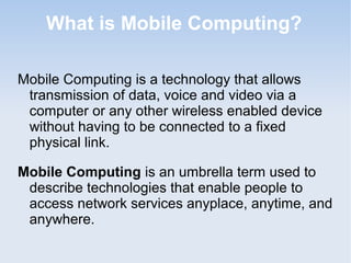 Introduction & history of mobile computing | PPT