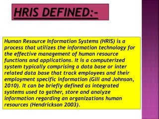 Introduction human resource information systems | PPTX