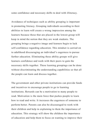 Introduction Illiteracy is the inability to read and write a.docx