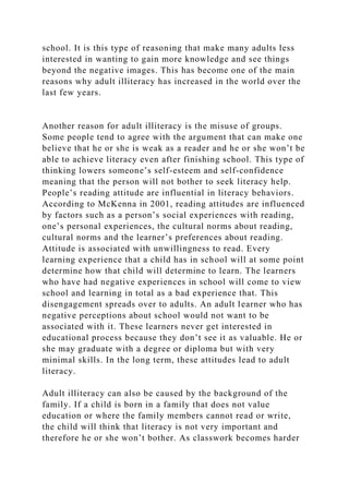 Introduction Illiteracy is the inability to read and write a.docx