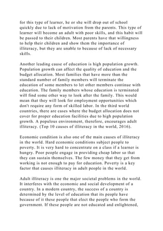 Introduction Illiteracy is the inability to read and write a.docx