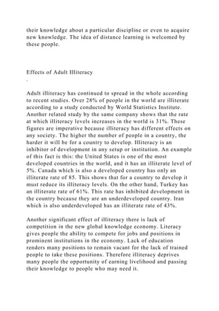 Introduction Illiteracy is the inability to read and write a.docx