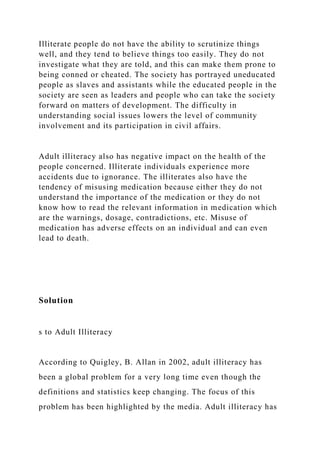 Introduction Illiteracy is the inability to read and write a.docx