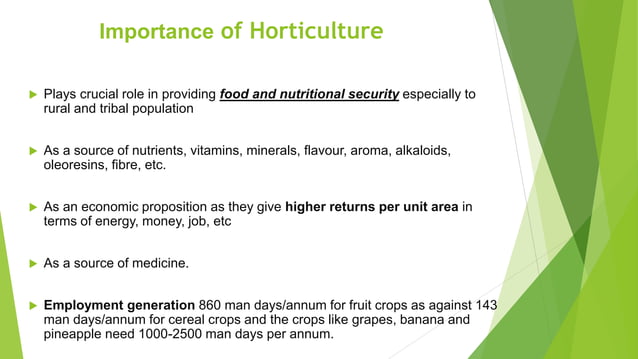 Introduction, importance and Scope of horticulture.pptx | Agriculture | Industries