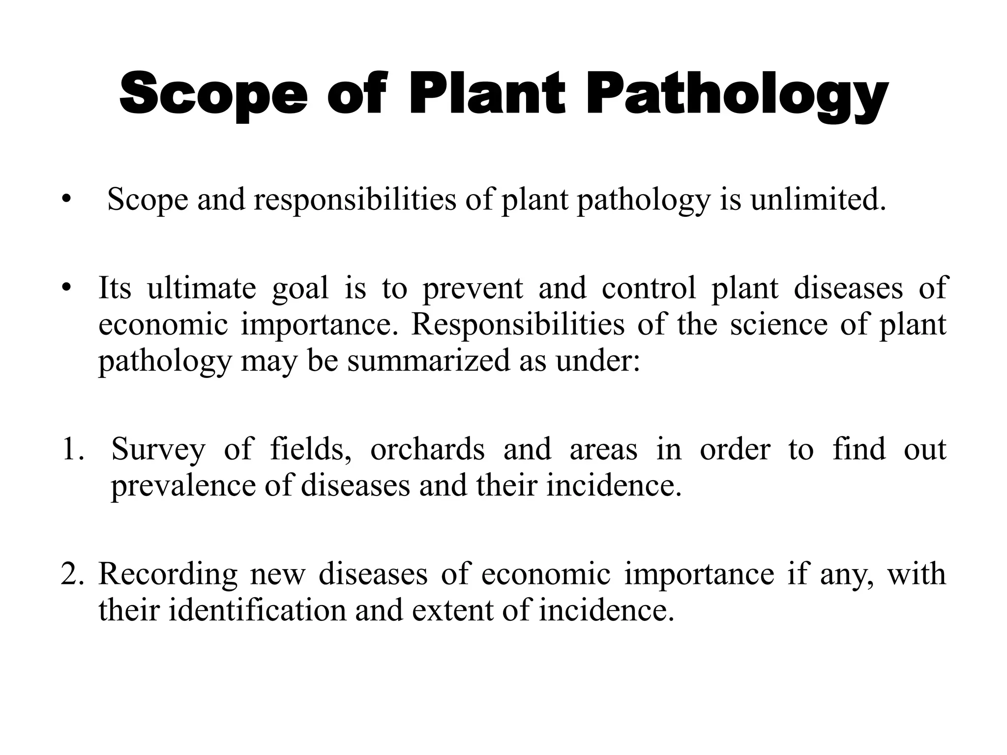 Introduction importance scope and objectives of plant pathology | PPTX