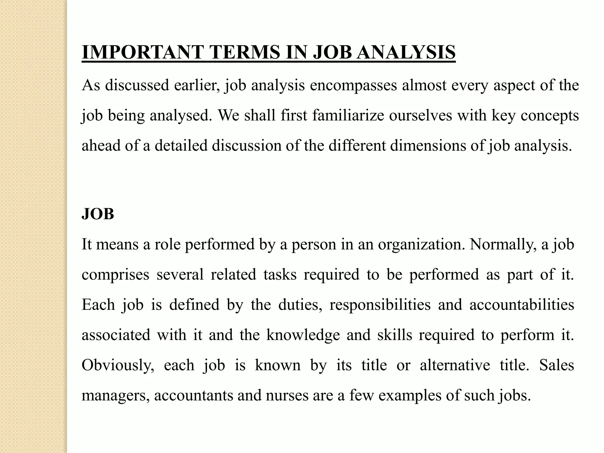 INTRODUCTION, IMPORTANT & JOB ANALYSIS PROCESS | PPTX