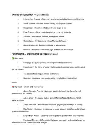 Sociology 1 unit introduction chapter important topics | PDF