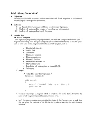 Introduction to Computer and Programing - Lab2 | PDF