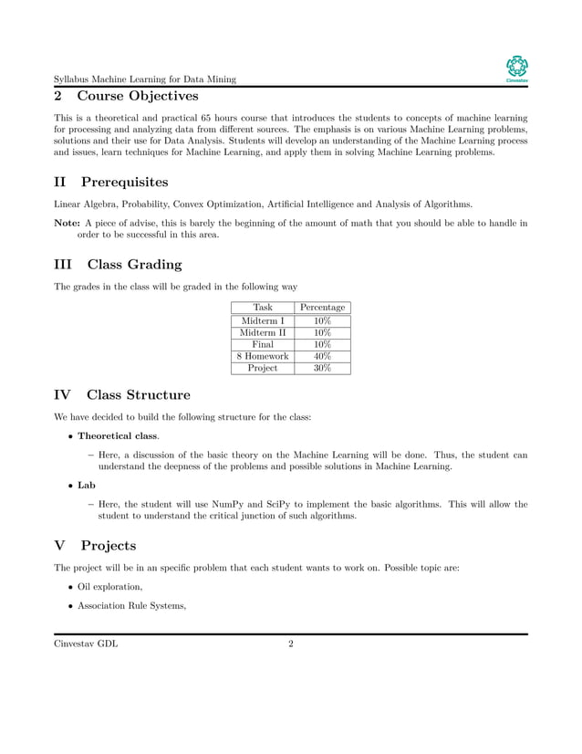 Introduction Machine Learning Syllabus | PDF