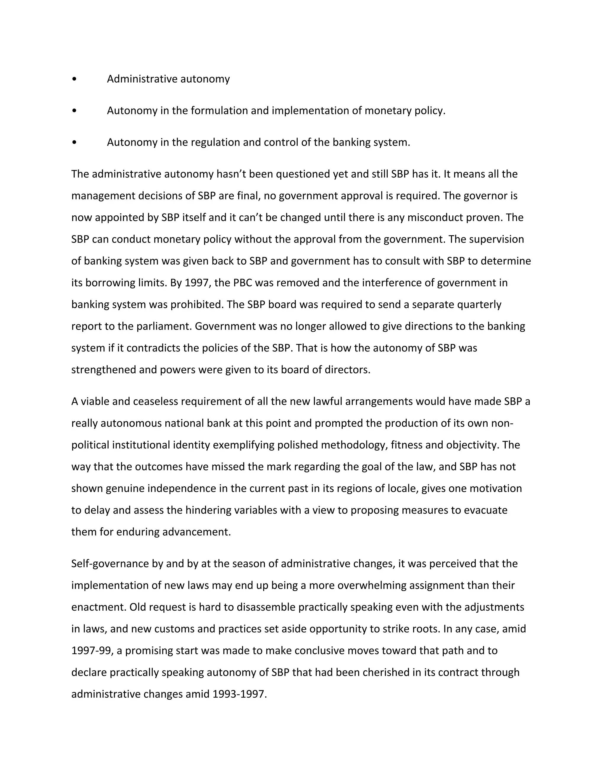 Money & Banking - How Independent is SBP | PDF
