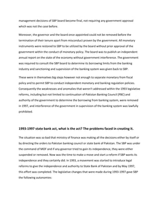 Money & Banking - How Independent is SBP | PDF