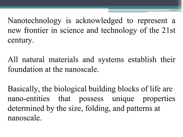 Basic introduction about nanotechnology, bionanotechnology | PDF