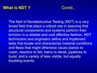 Presentation on Non Destructive Testing. | PPT