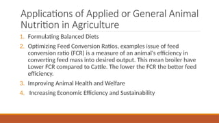 Applied Animal nutrition Introduction Yr | PPTX
