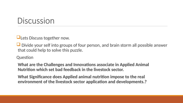 Applied Animal nutrition Introduction Yr | PPTX