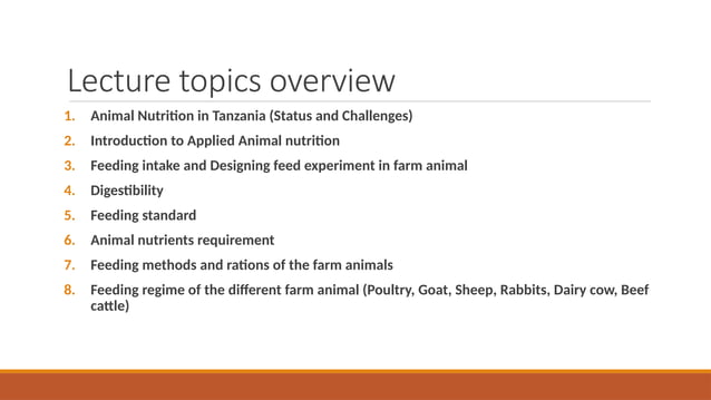 Applied Animal nutrition Introduction Yr | PPTX
