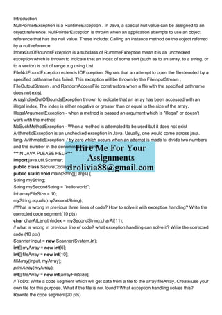 Introduction NullPointerException is a RuntimeException In.pdf