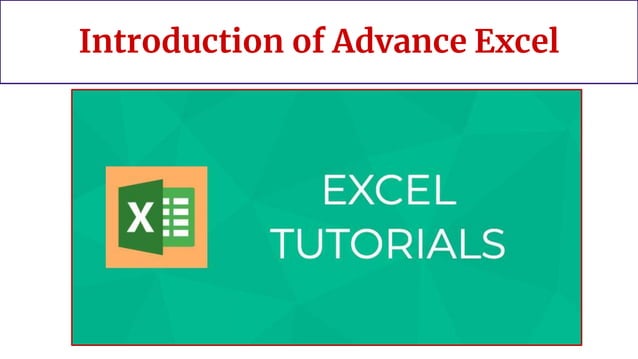 Introduction of Advance Excel | PPTX | Computing | Technology & Computing