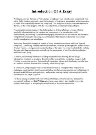 Introduction Of A Essay.pdf | Homework and Study | Education