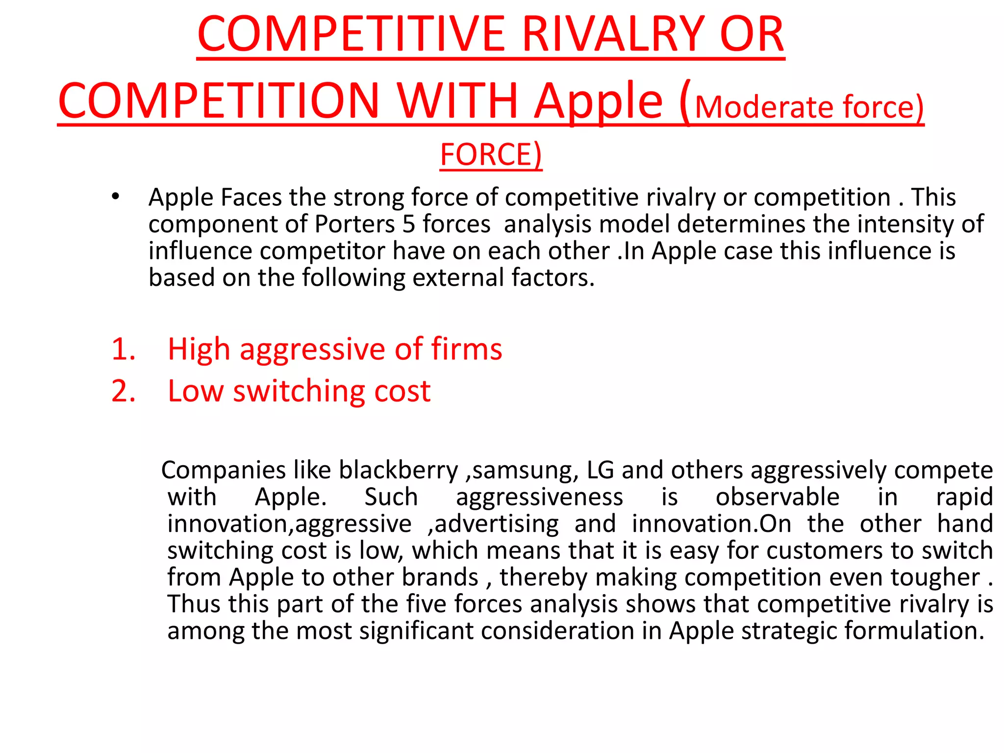 porters five force model with respect to apple inc | PPTX