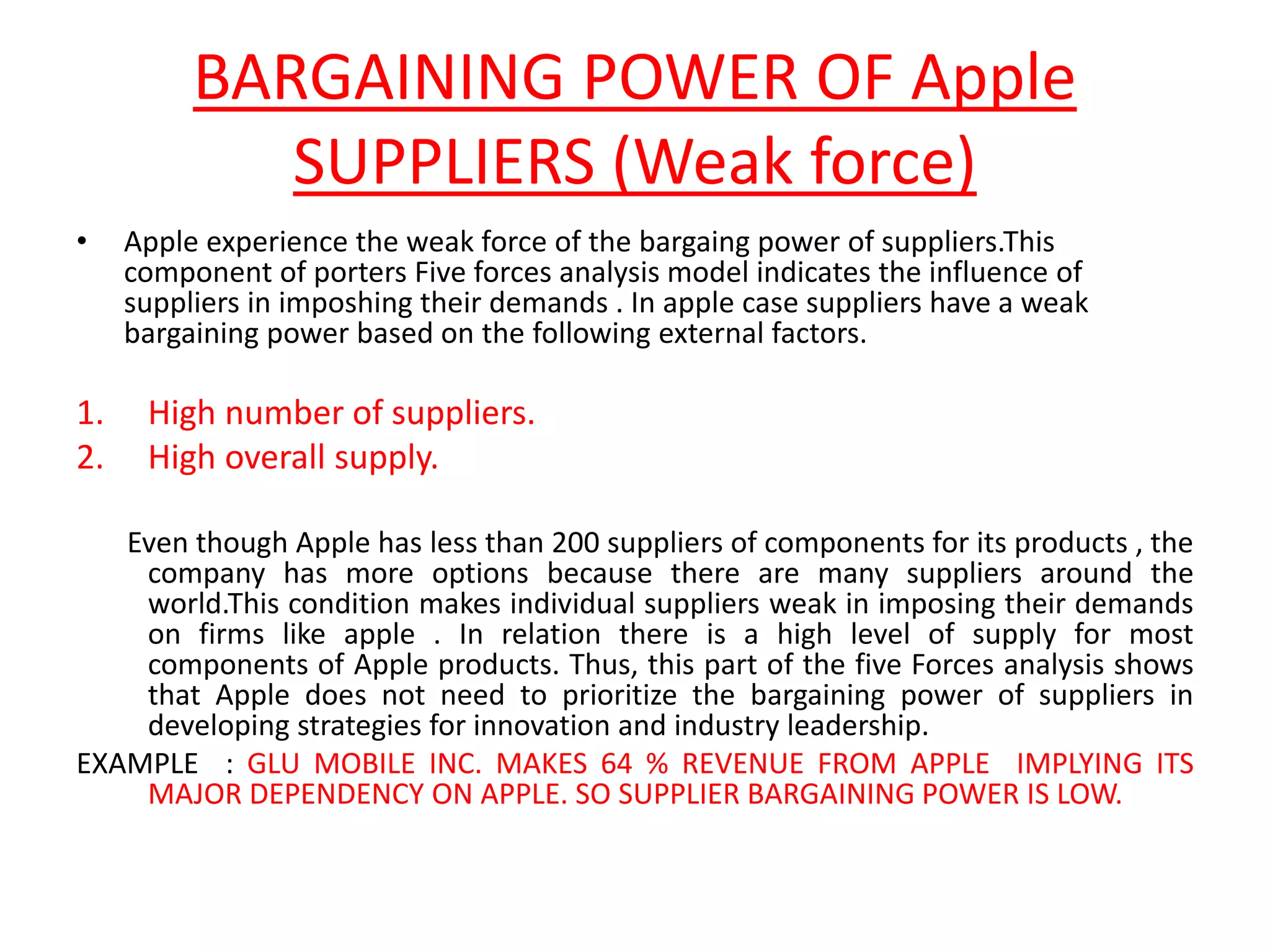 porters five force model with respect to apple inc | PPTX
