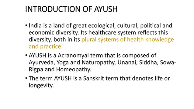 Introduction of ayush | PPTX | Alternative Medicine | Wellness
