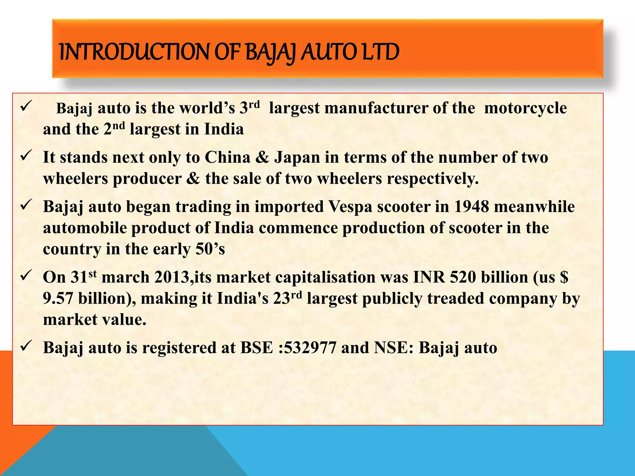 Introduction of bajaj auto ltd | PPTX