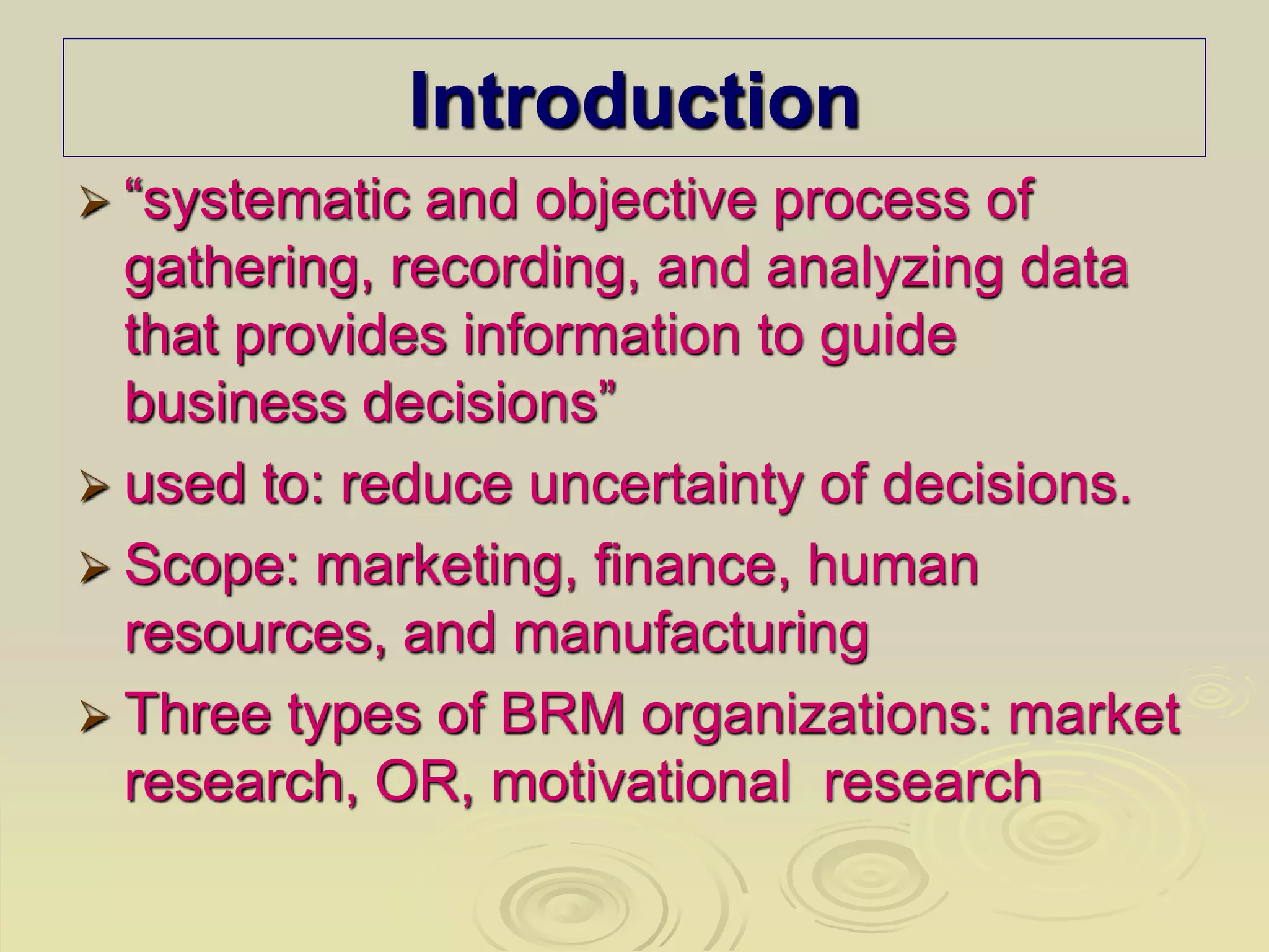 INTRODUCTION OF BRM.ppt | Business | Business and Finance
