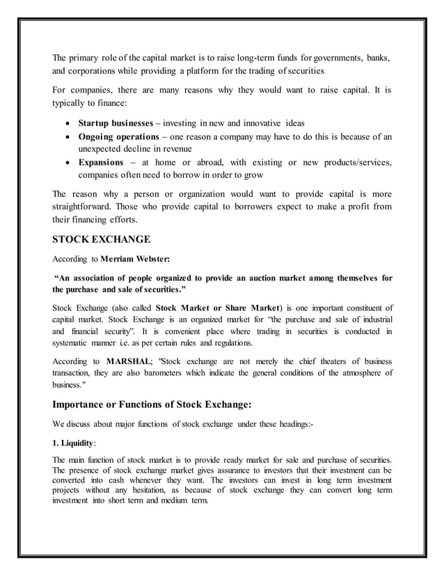 Introduction of capital market | PDF