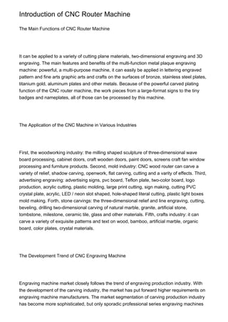 Introduction of CNC Router Machine | PDF