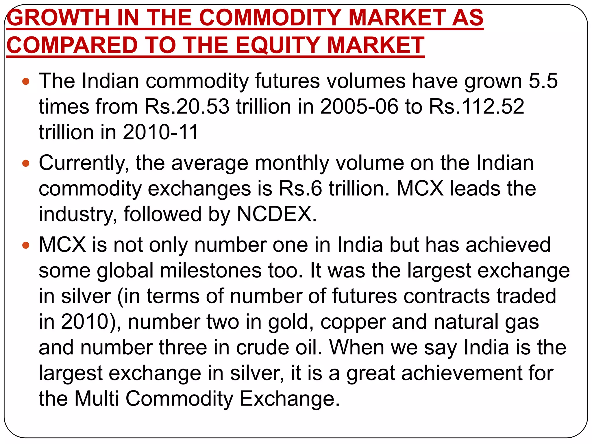 Introduction of commodity market in india | PPTX