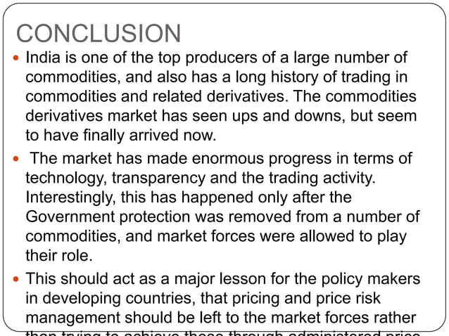 Introduction of commodity market in india | PPTX | Commodities | Economy