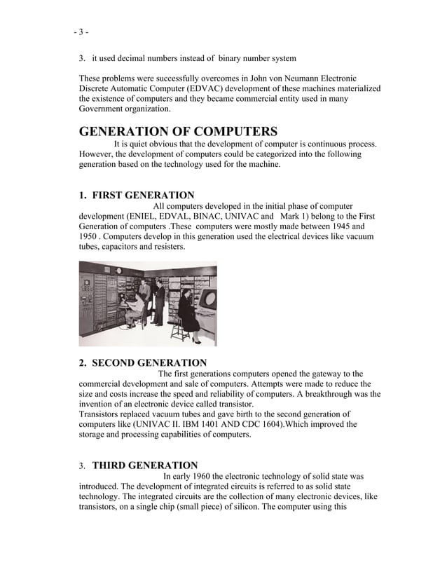 Introduction of computer | DOC | Computing | Technology & Computing