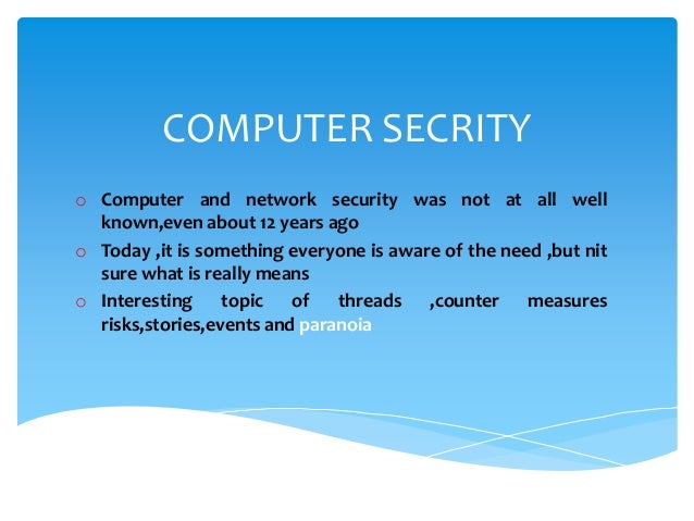 Introduction Of Computer Security