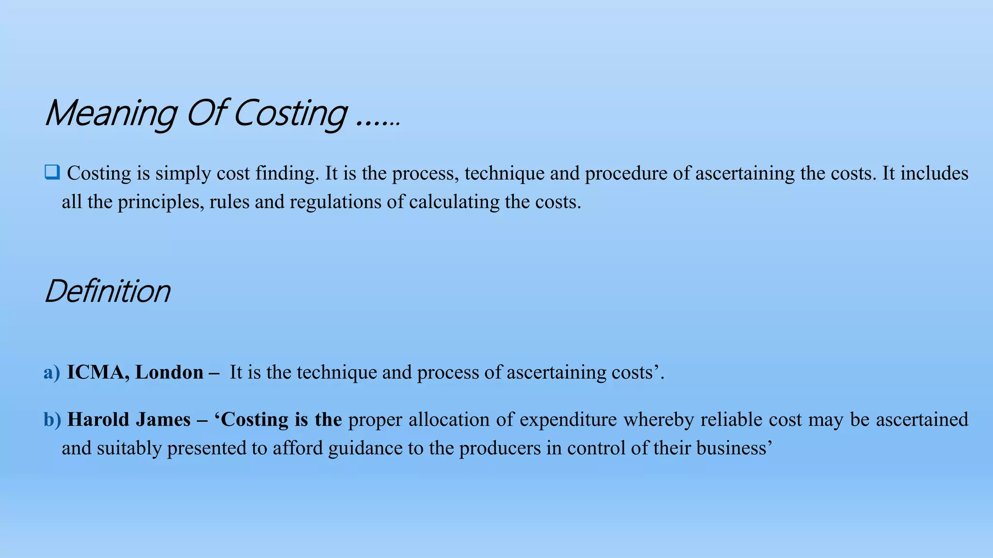 Introduction of costing , its elements & cost sheet | PPTX