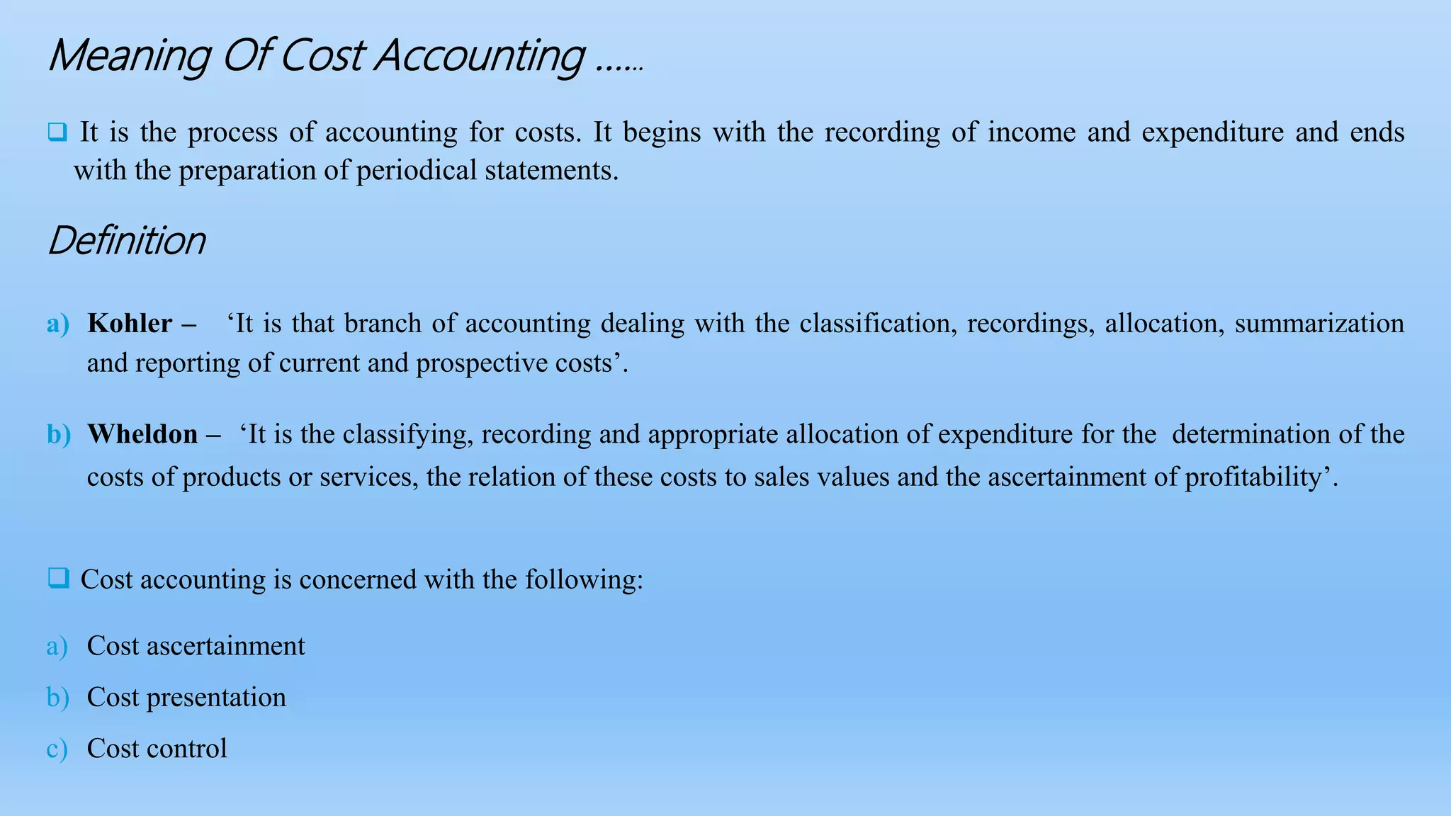 Introduction of costing , its elements & cost sheet | PPTX
