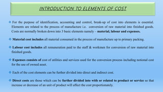 Introduction of costing , its elements & cost sheet | PPTX