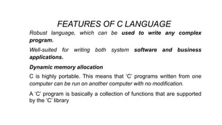 Introduction of c programming unit-ii ppt | PPT