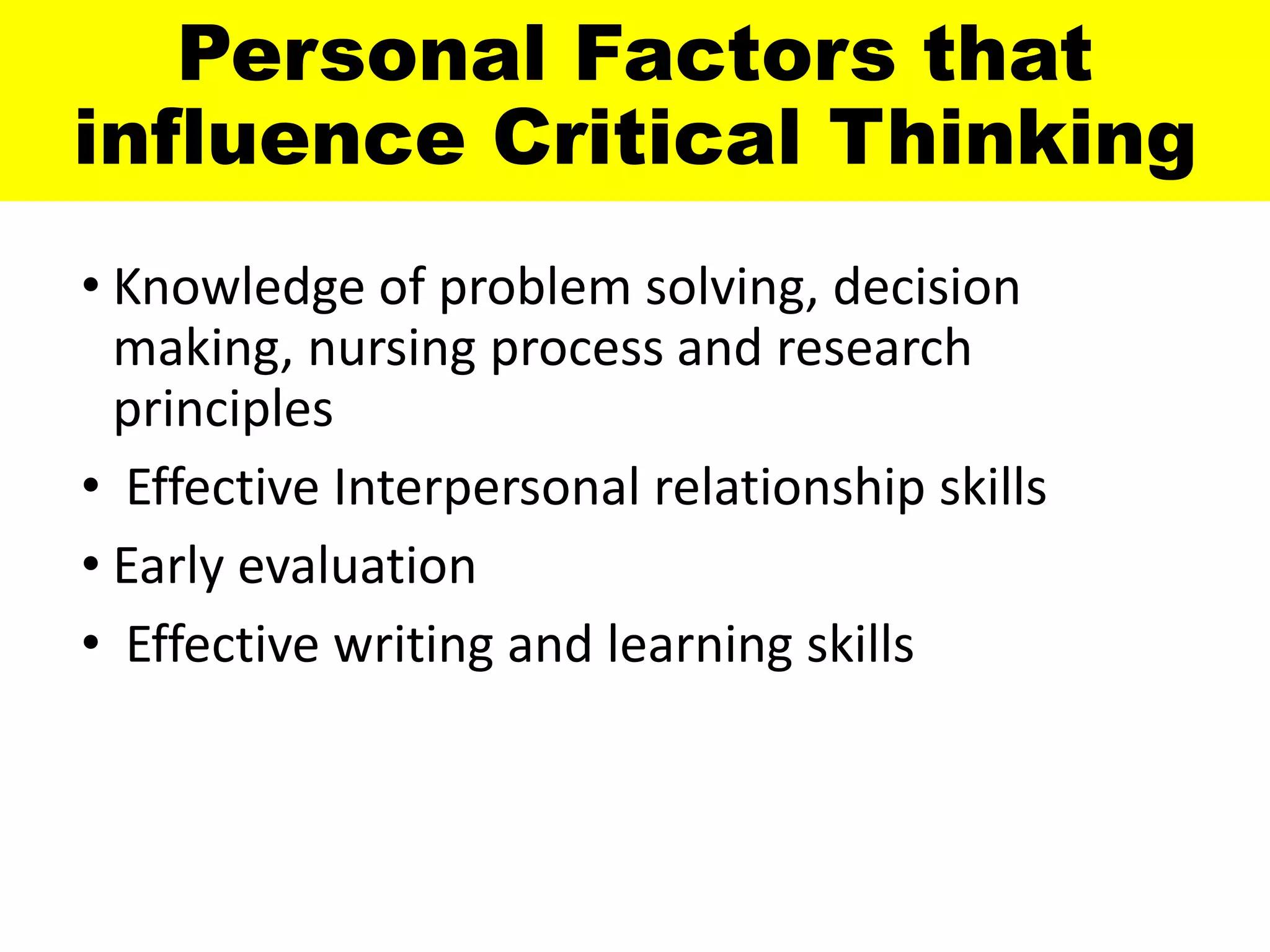INTRODUCTION OF CRITICAL THINKING NURSING | PPTX | Lung and Respiratory Health | Diseases and ...