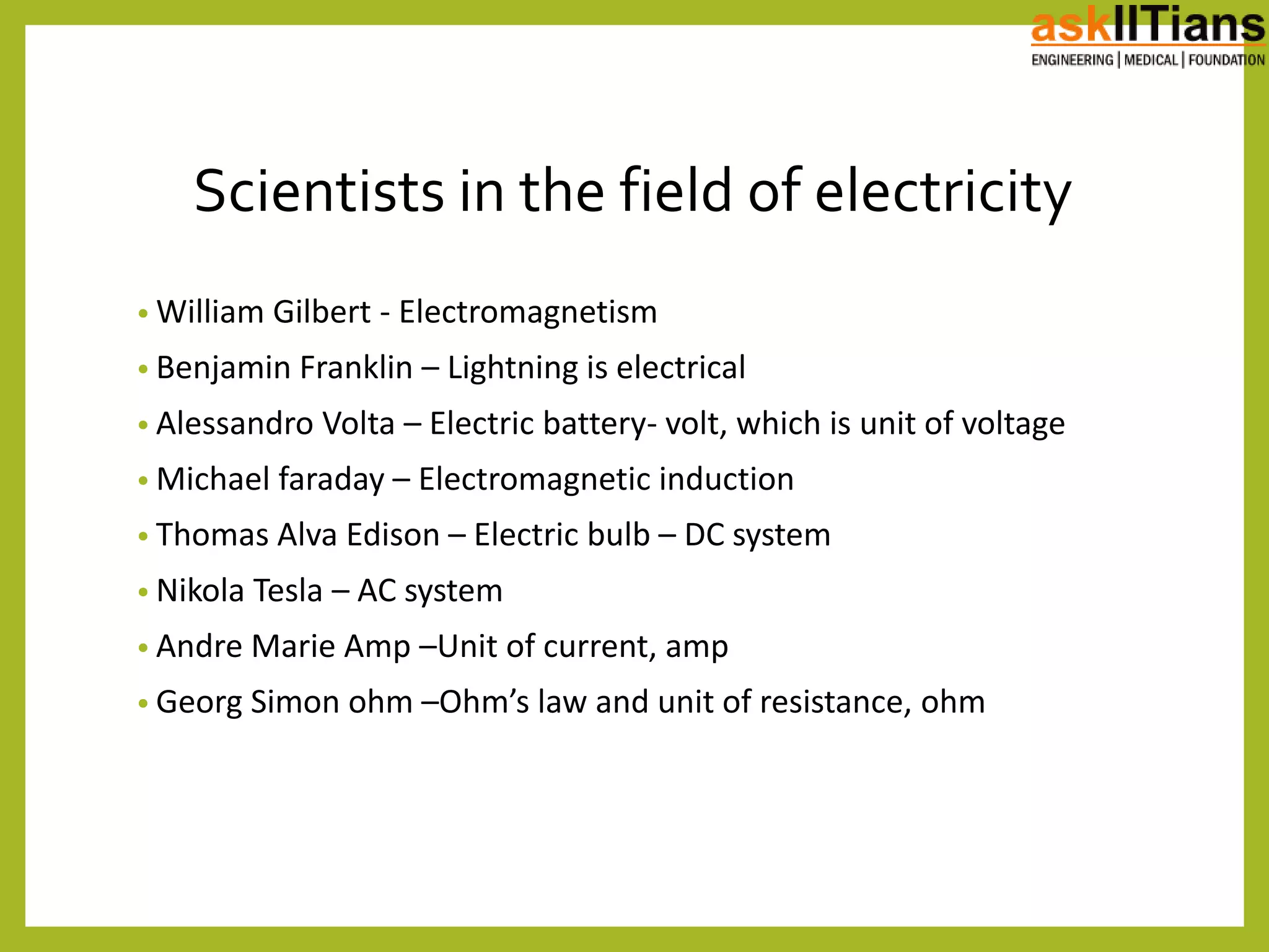 Introduction of Current Electricity | Physics | PPT