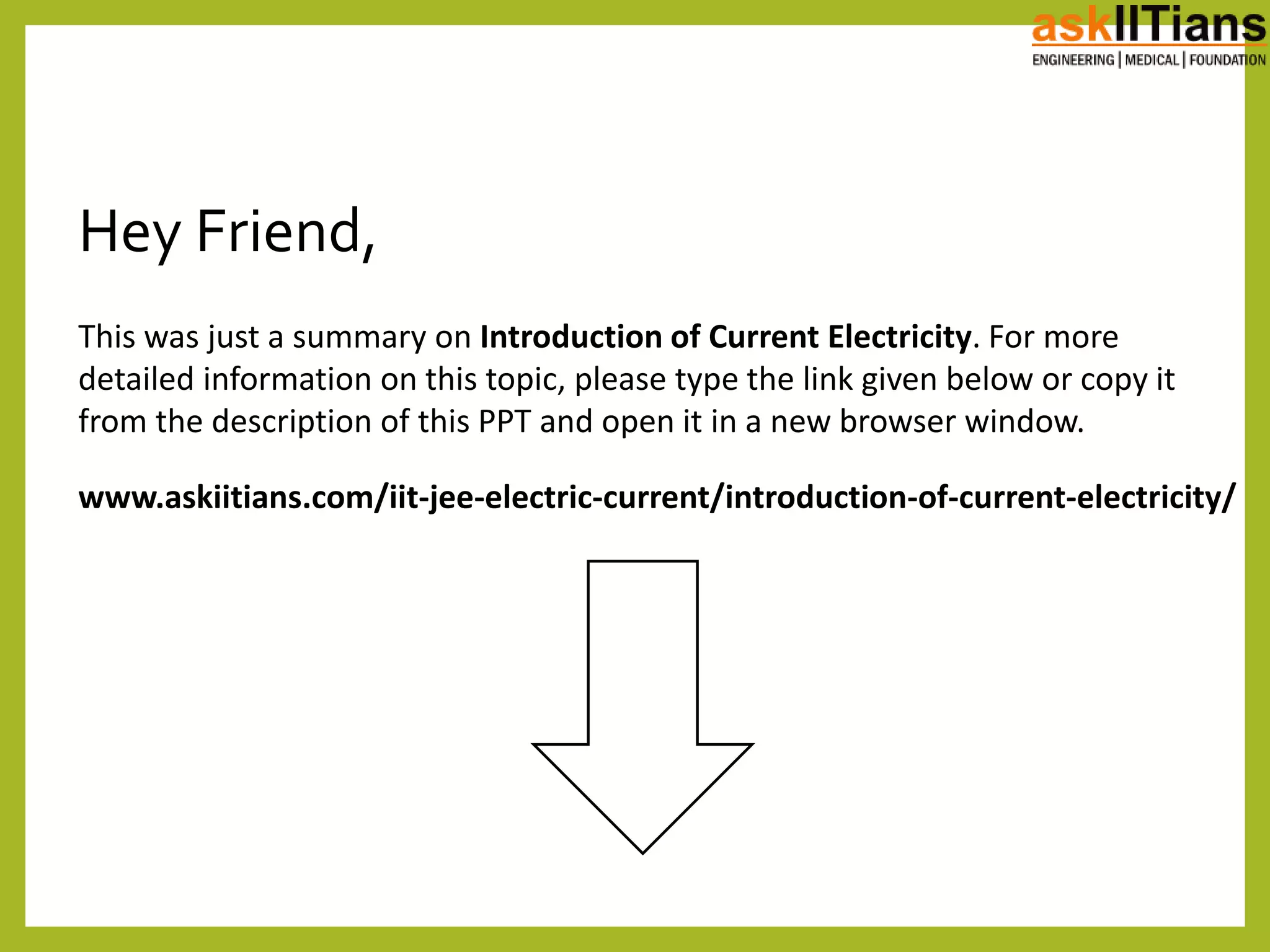 Introduction of Current Electricity | Physics | PPT