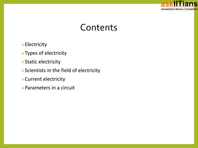Introduction of Current Electricity | Physics | PPT