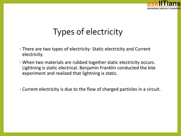 Introduction of Current Electricity | Physics | PPT