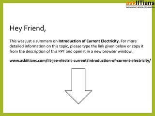Introduction of Current Electricity | Physics | PPT