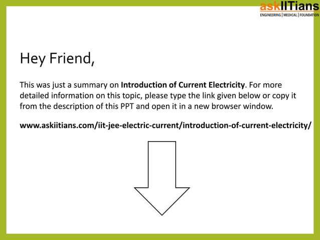 Introduction of Current Electricity | Physics | PPT