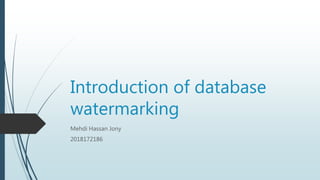 Introduction of database watermarking | PPT